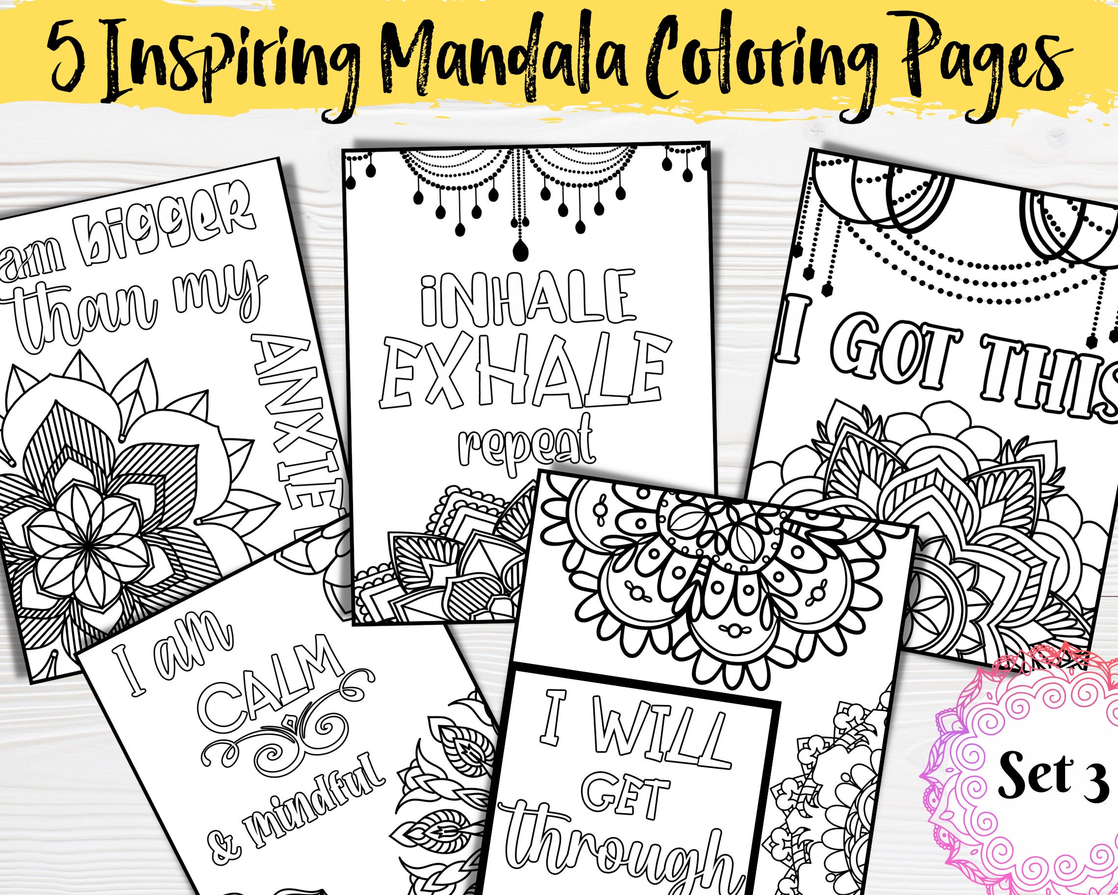 Mental Health Affirmations Coloring Pages/mandala Coloring Pages ...