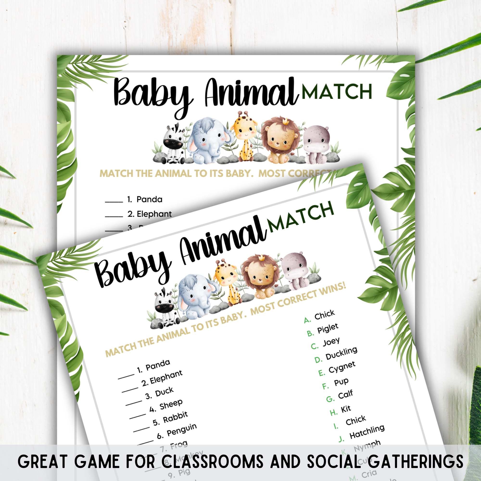 Baby Animal Match Game | Baby Animal Matching | Spring Party Games ...
