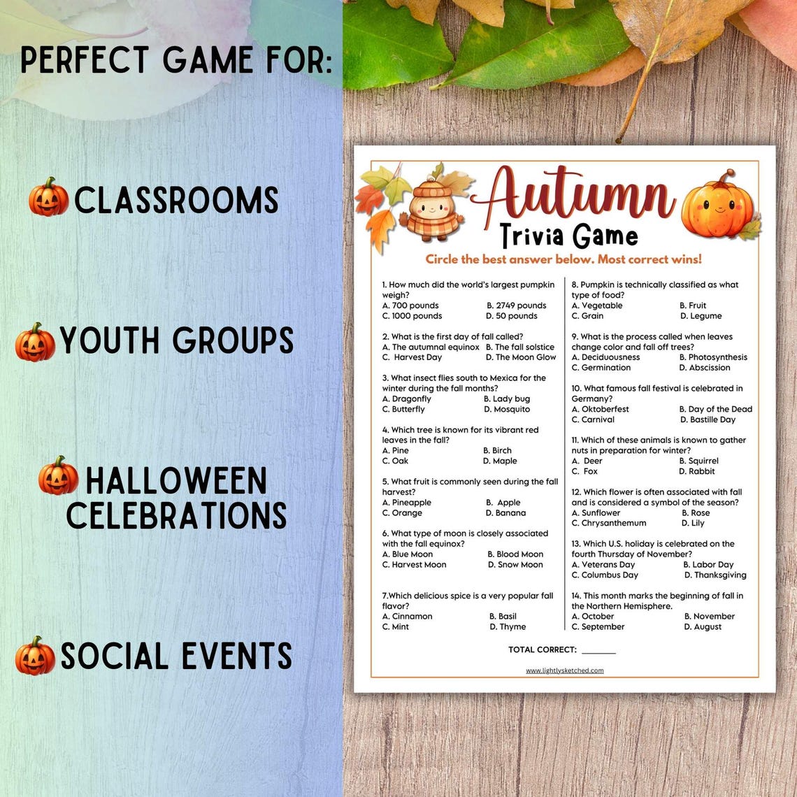 Fall Trivia Game | Printable Autumn Games | Autumn Game for Adults ...