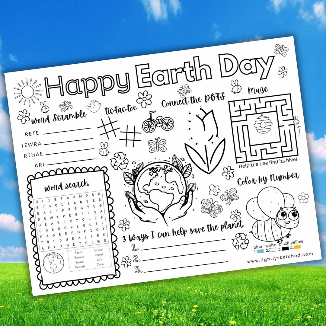 Earth Day Printable, Earth Day Activity Placemat, Earth Day Activities ...