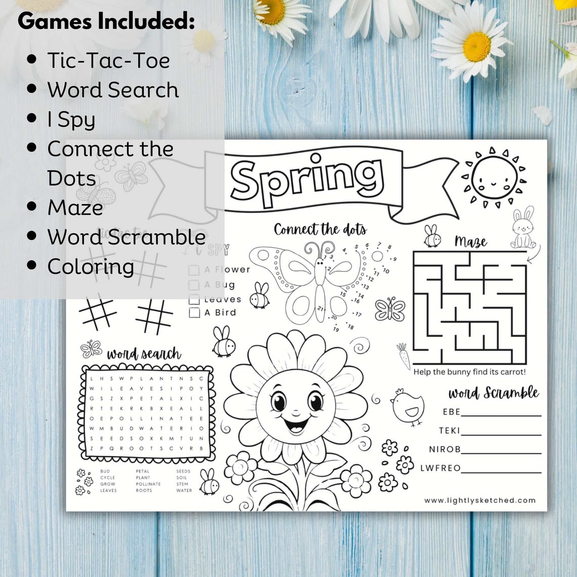Spring Activity Sheet, Spring Placemat, Spring Activity, Spring ...