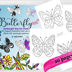Zentangle Coloring Page for Kids/butterfly Zentangle Coloring Page ...