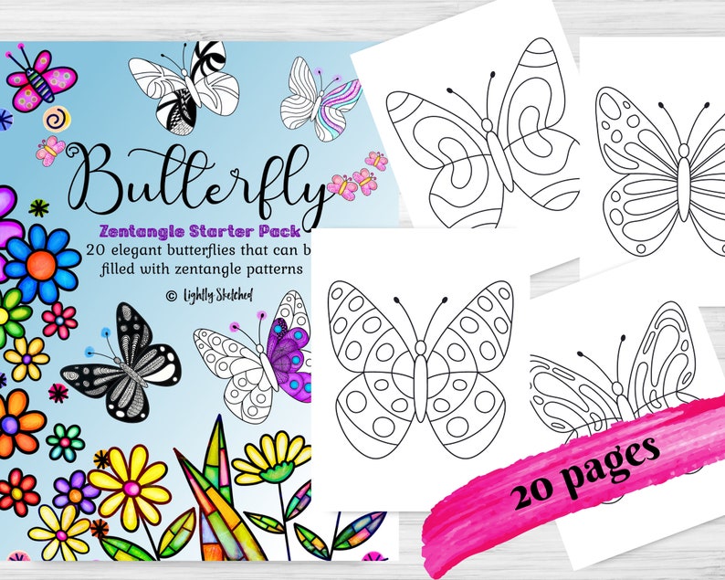 Zentangle Coloring Page for Kids/butterfly Zentangle Coloring Page ...