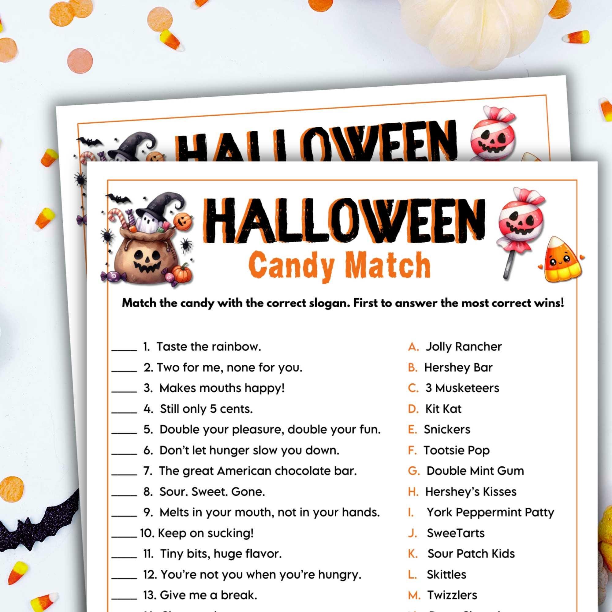 Halloween Candy Match Game, Halloween Trivia, Halloween Party Games ...