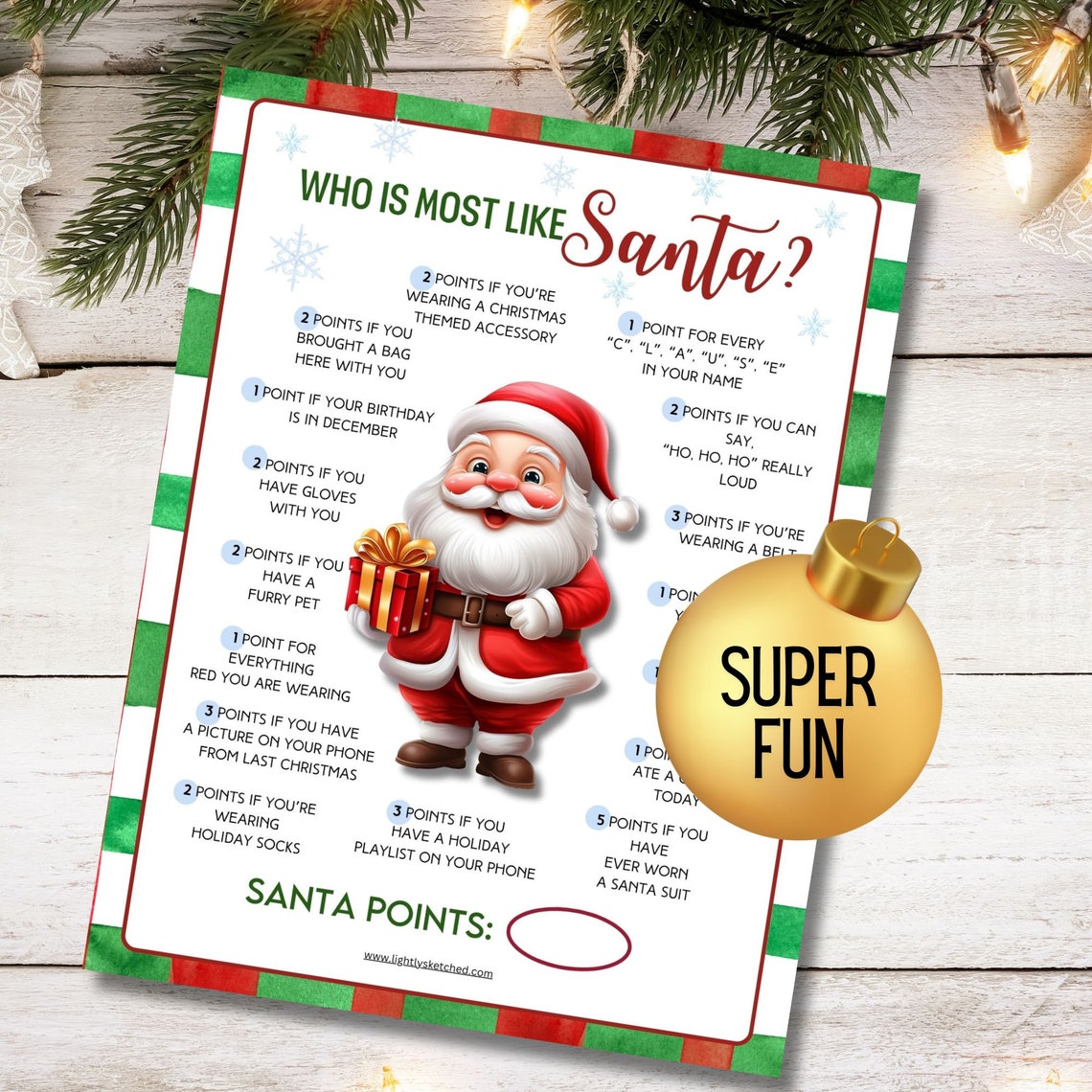 Who is Most Like Santa, Christmas Game Printable, 2023 Christmas Game ...