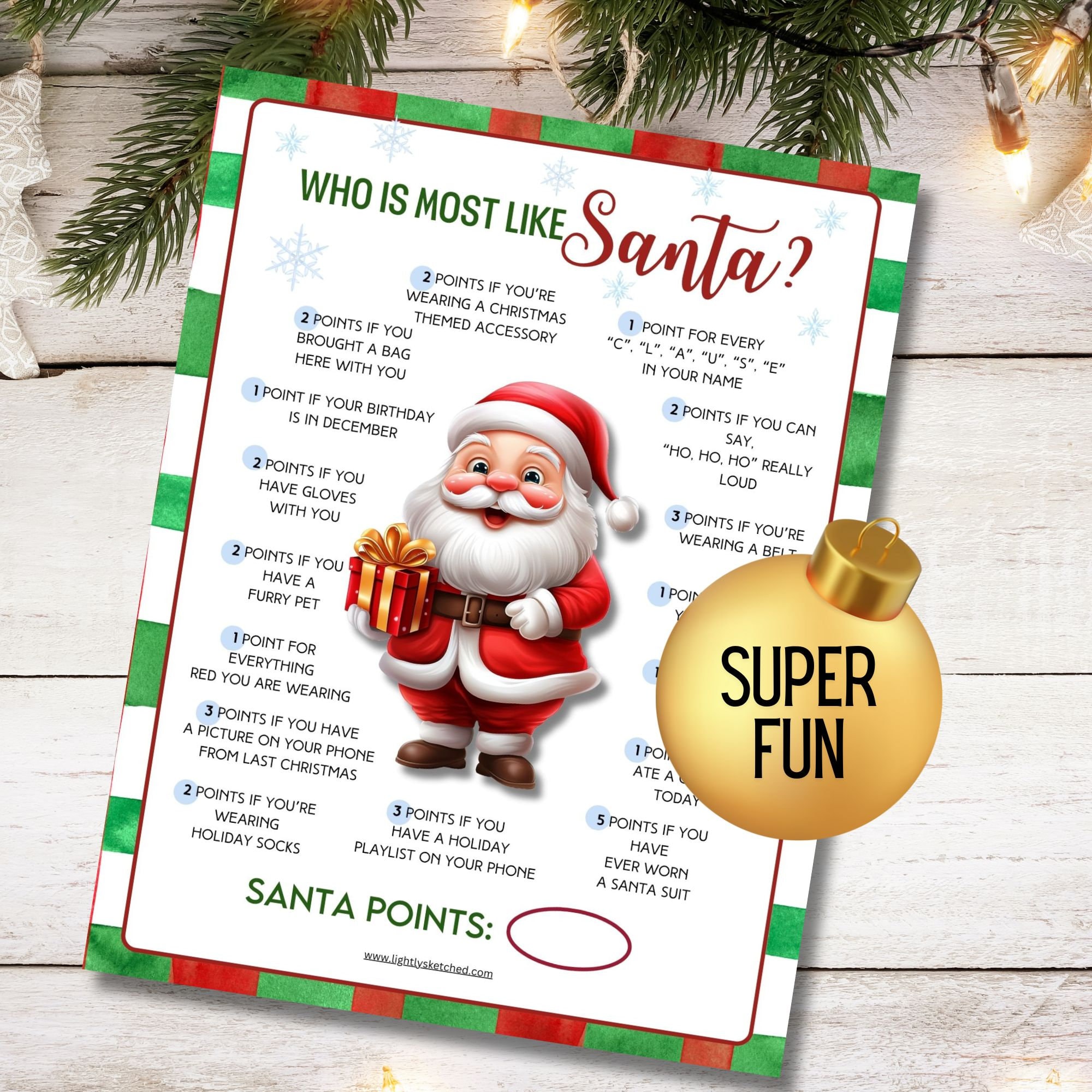 Who is Most Like Santa, Christmas Game Printable, 2023 Christmas Game ...