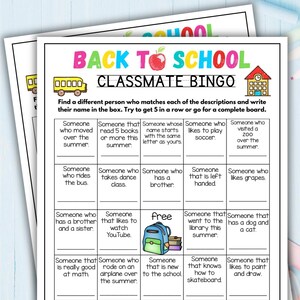 Back to School Classmate Bingo Game, First Day of School Activity, Back ...