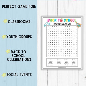Back to School Word Search, Back to School Games, First Day of School ...