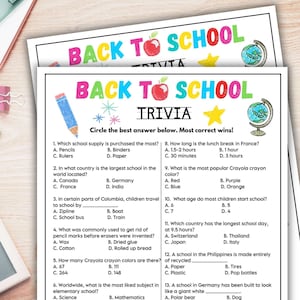 Back to School Trivia Game, First Day of School Activity, Back to ...