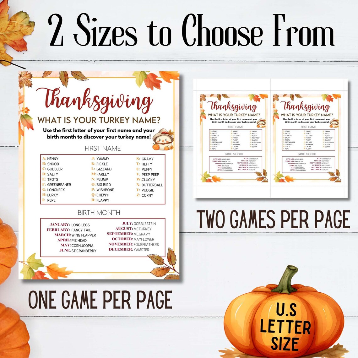 Thanksgiving Game Printable, What is Your Turkey Name, 2023 ...