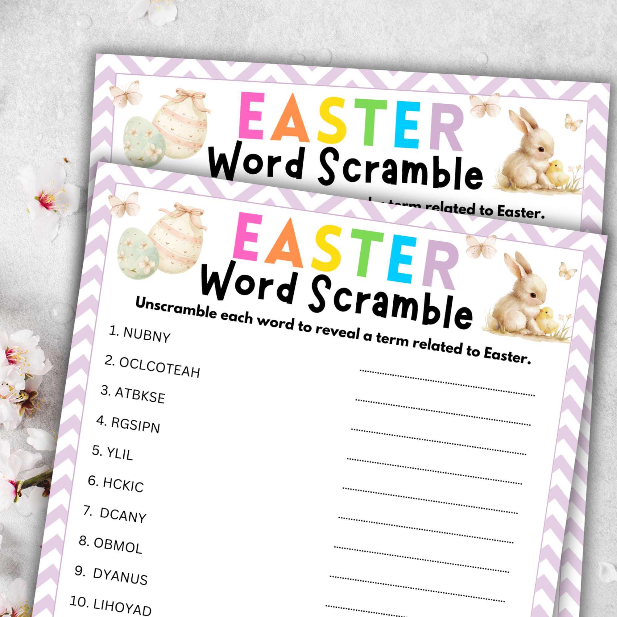 Easter Word Scramble Game | Printable Easter Games | Party Games ...
