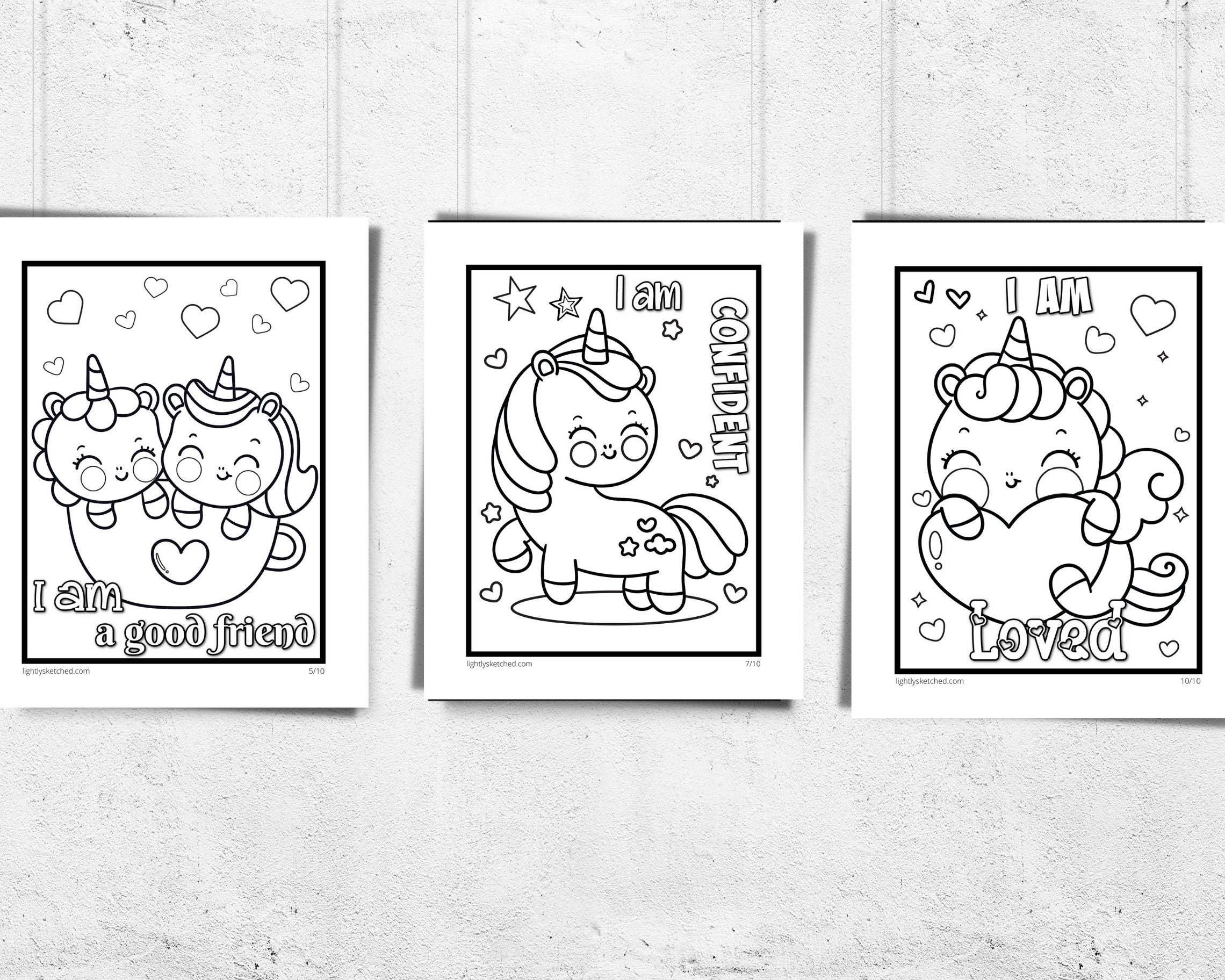 Kawaii Unicorn Coloring Pages Set 2/digital/instant Download/kawaii ...