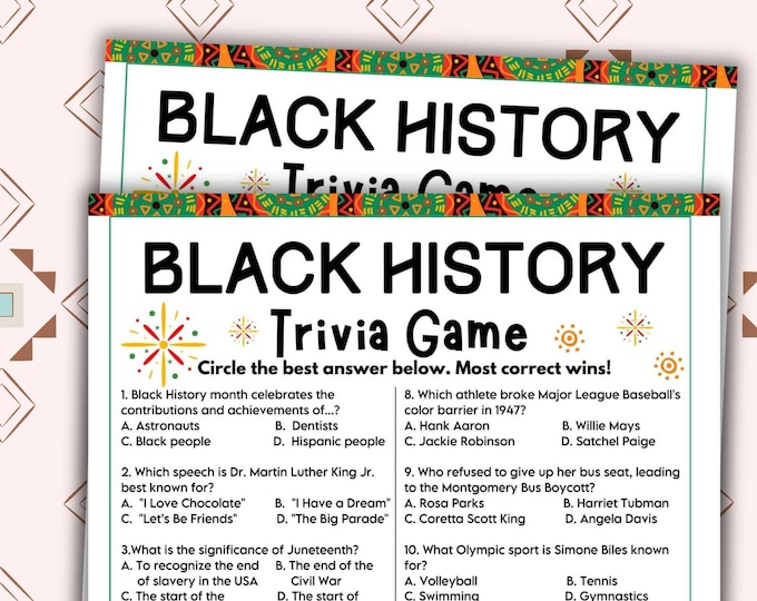 Black History Month Trivia, Printable Black History Month Games, Black ...