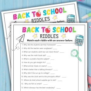 Back to School Riddles Game for Kids, Printable Kids School Games, Back ...