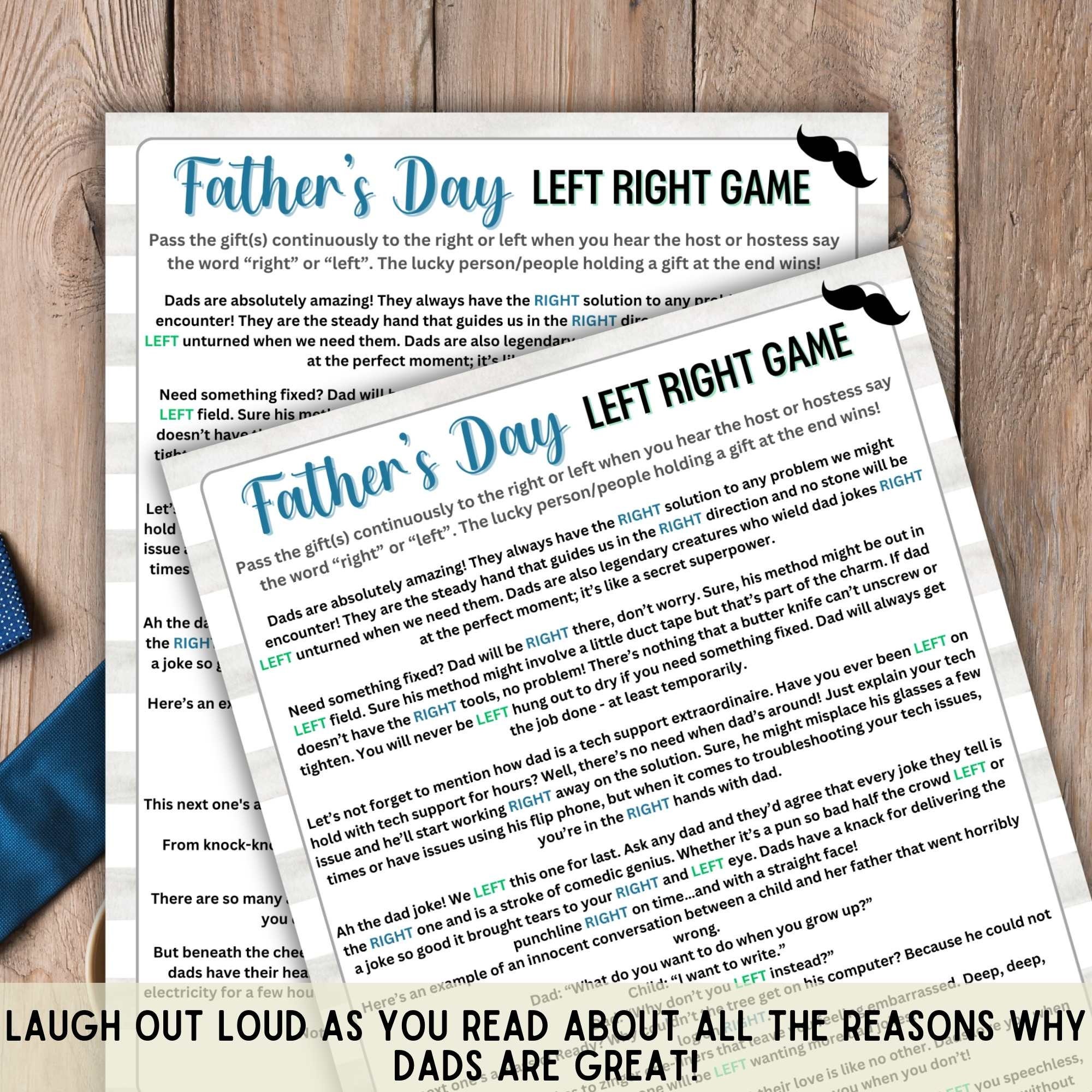 Fathers Day Games, Fathers Day Printable, Fathers Day Left Right Game ...