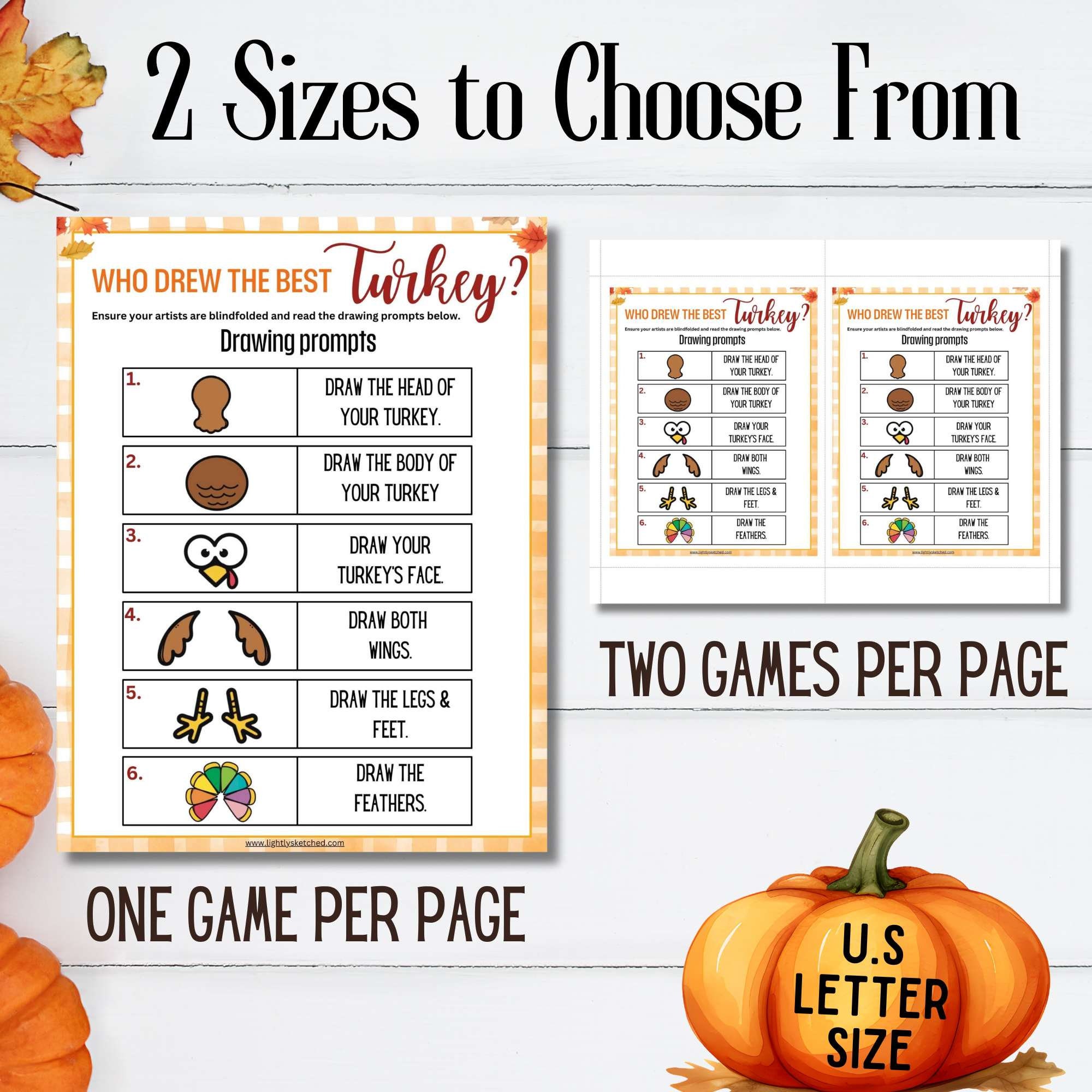 Thanksgiving Game Printable, Turkey Game, Who Drew the Best Turkey ...