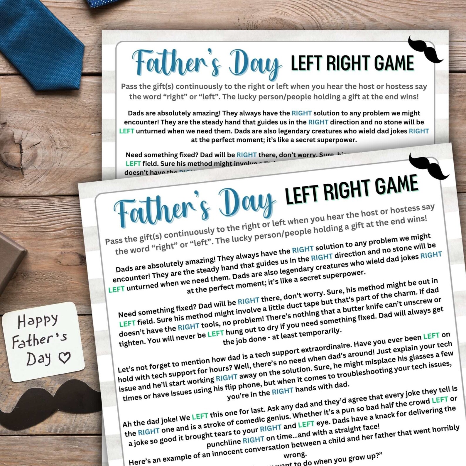 Fathers Day Games, Fathers Day Printable, Fathers Day Left Right Game ...