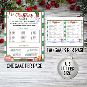 Christmas Game Printable, What is Your Silly Elf Name, Christmas Game ...