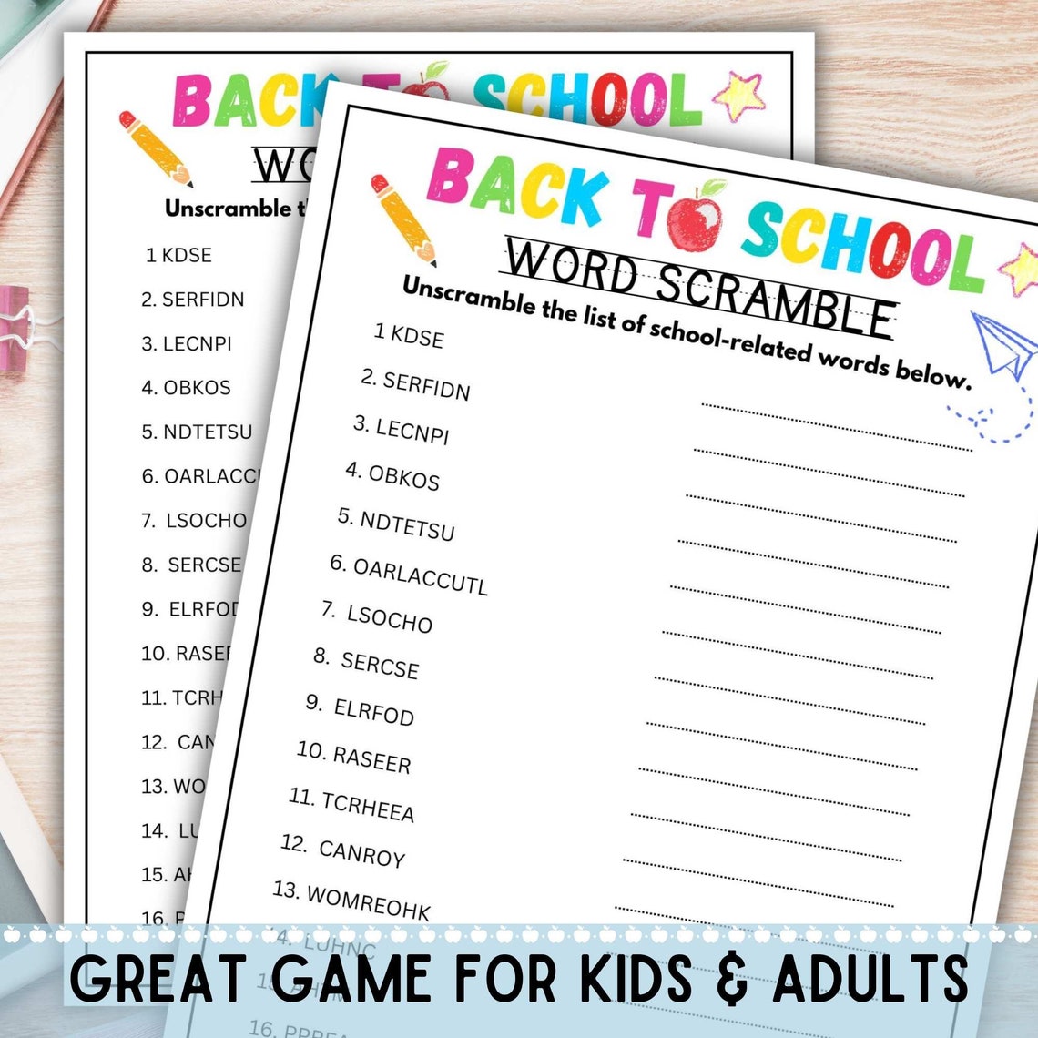 Back to School Word Scramble Back to School Games Back to School ...
