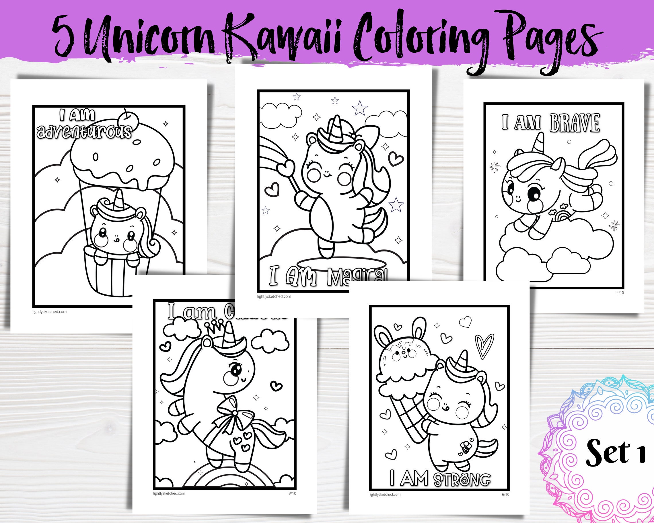 Unicorn Coloring Pages for Kids Printable/kawaii Unicorn Coloring Pages ...