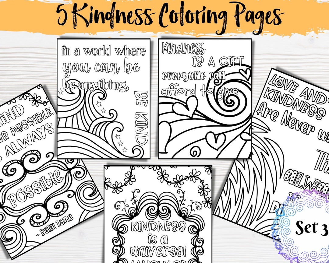 Kindness Quotes/ Kindness Coloring Pages/digital/instant Download ...