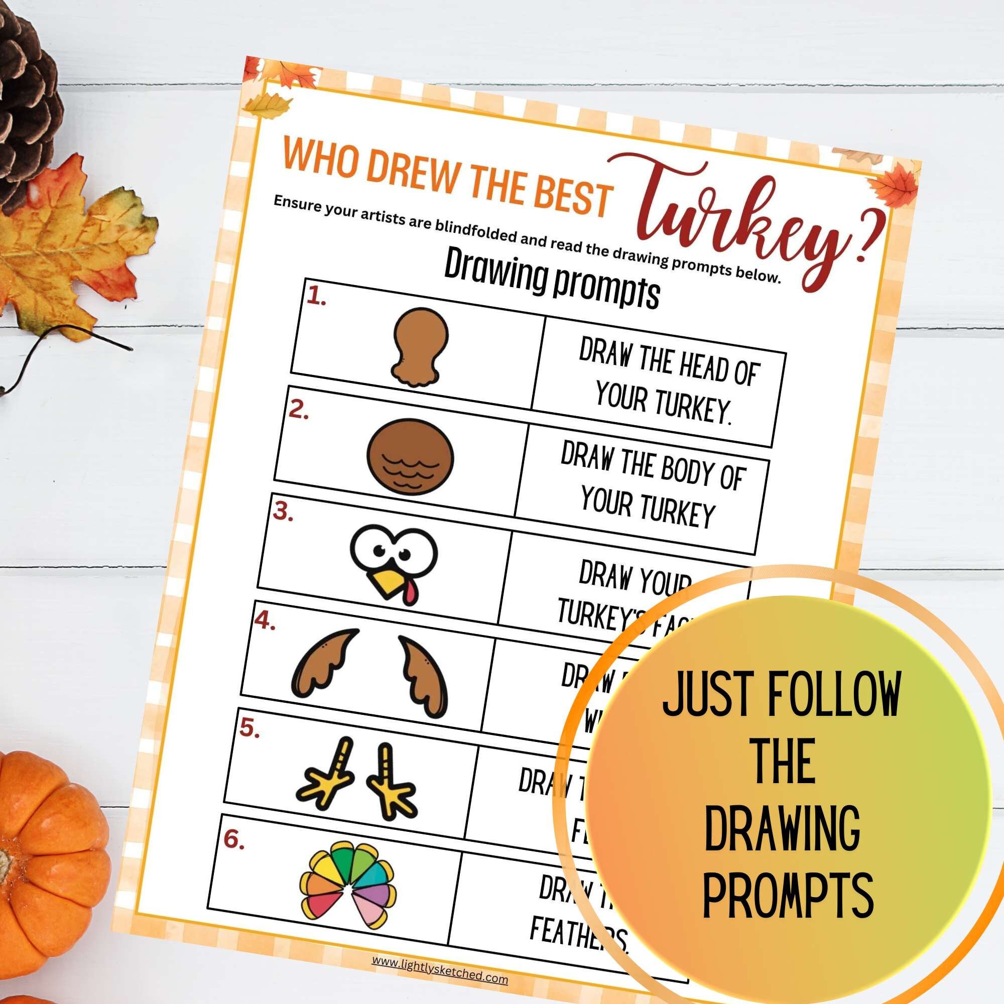Thanksgiving Game Printable, Turkey Game, Who Drew the Best Turkey ...