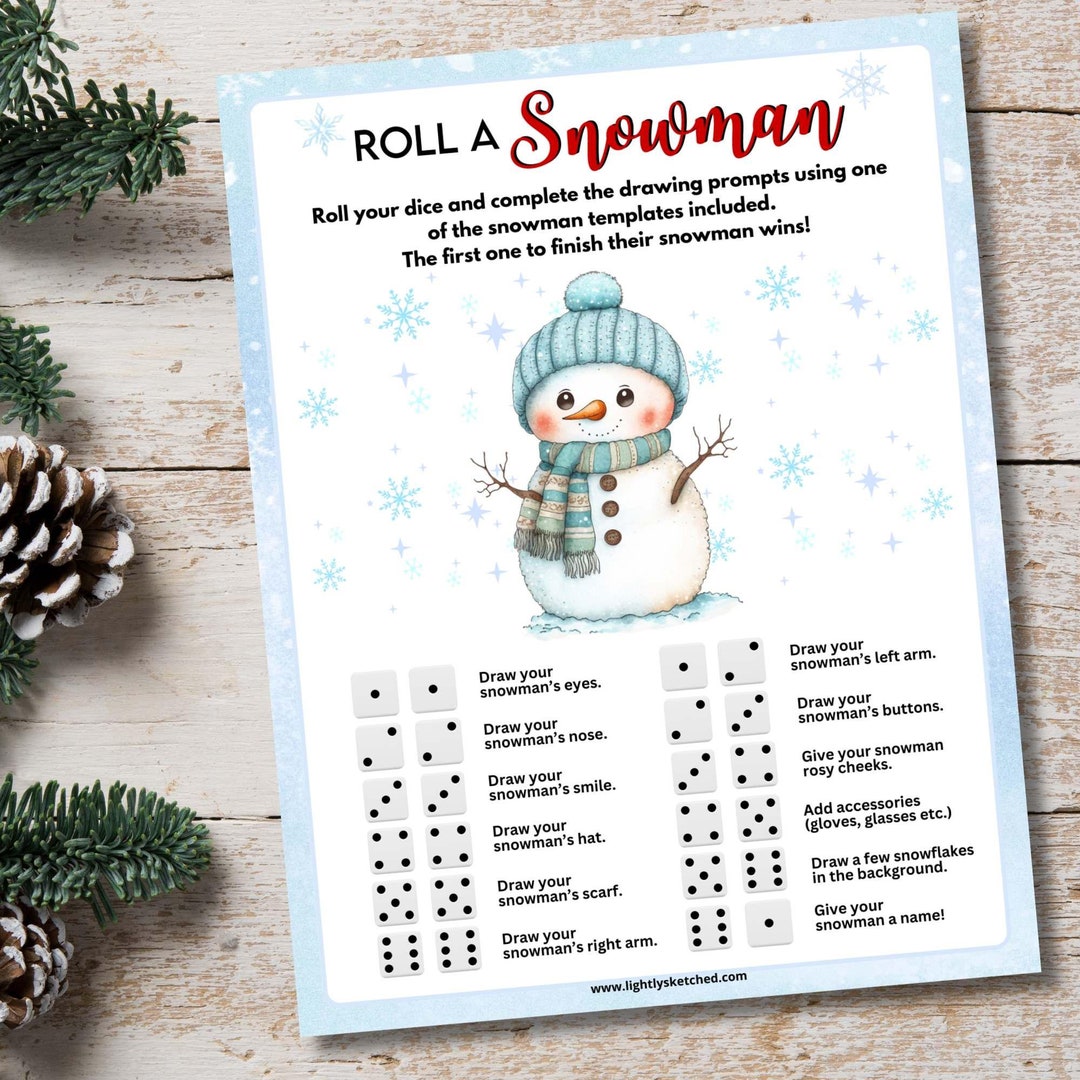 Roll a Snowman Game, Printable Christmas Game, Winter Activity for Kids ...