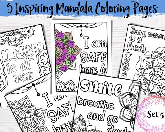Mental Health Coloring Printables/mandala Coloring | Etsy