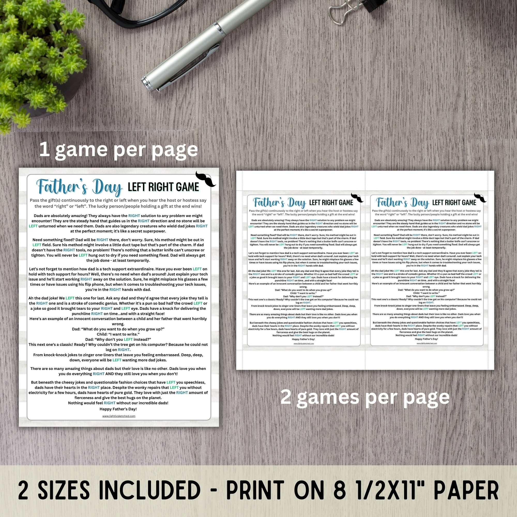 Fathers Day Games, Fathers Day Printable, Fathers Day Left Right Game ...