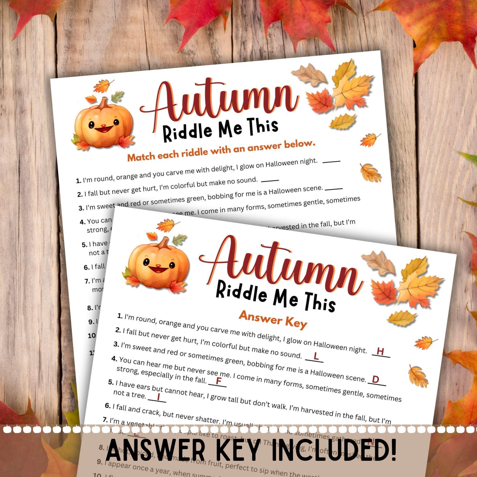 Fall Riddle Me This Game, Printable Autumn Game, Fall Riddles, Fall ...
