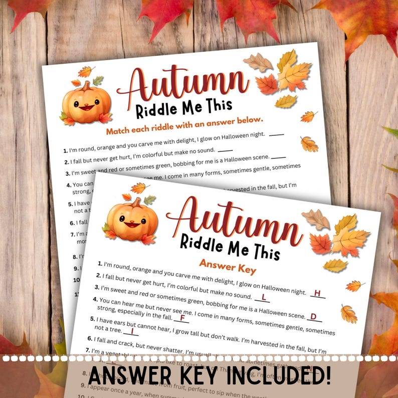 Fall Riddle Me This Game, Printable Autumn Game, Fall Riddles, Fall ...