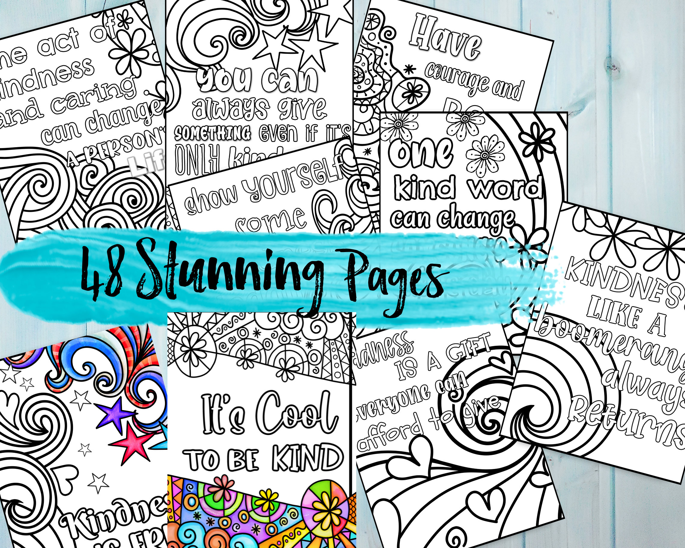 Positive Coloring Pages for Kids/kindness Coloring Book Bundle/digital ...