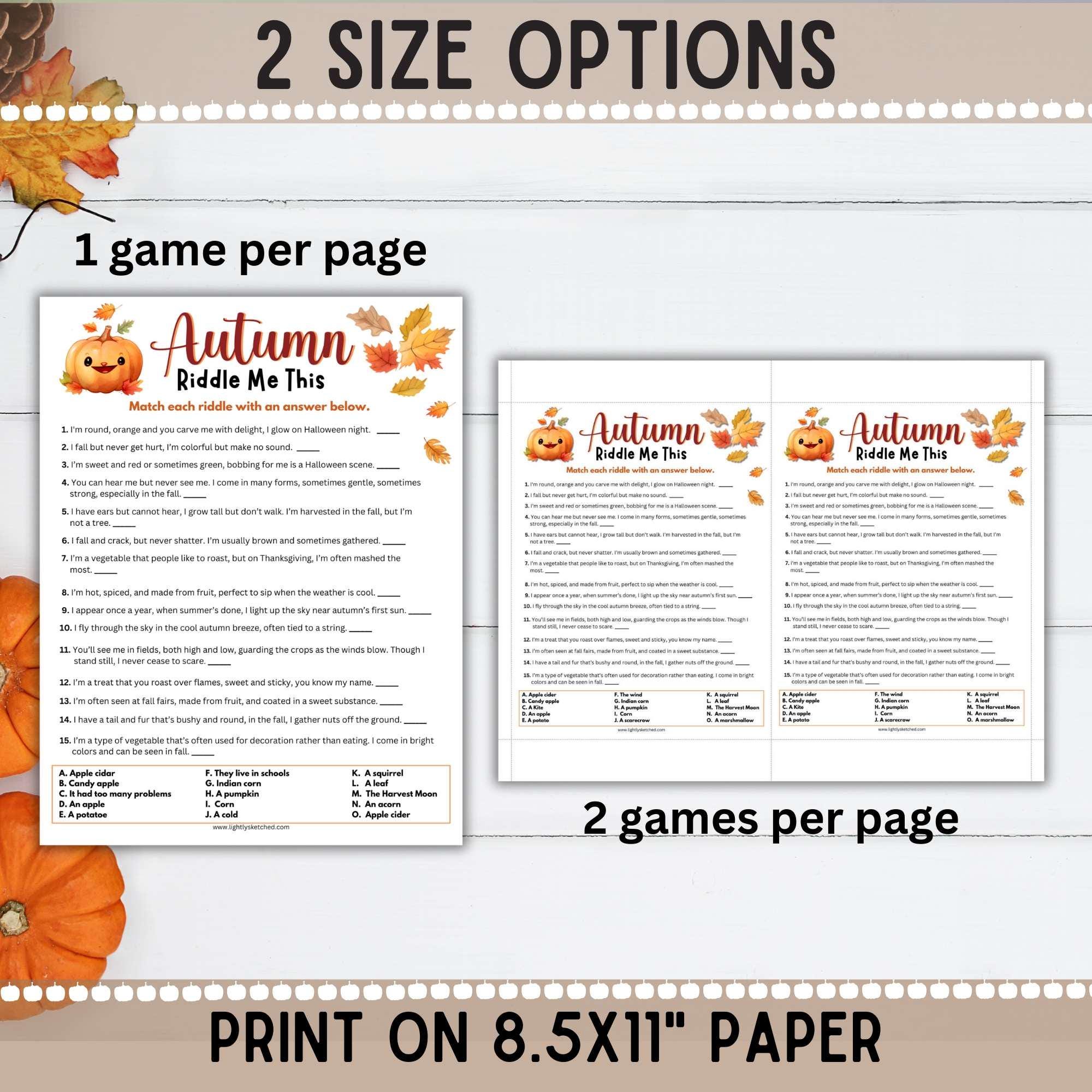 Fall Riddle Me This Game, Printable Autumn Game, Fall Riddles, Fall ...
