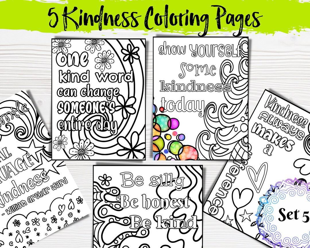 Kindness Coloring Pages Set 5/digital/instant Download/teaching ...
