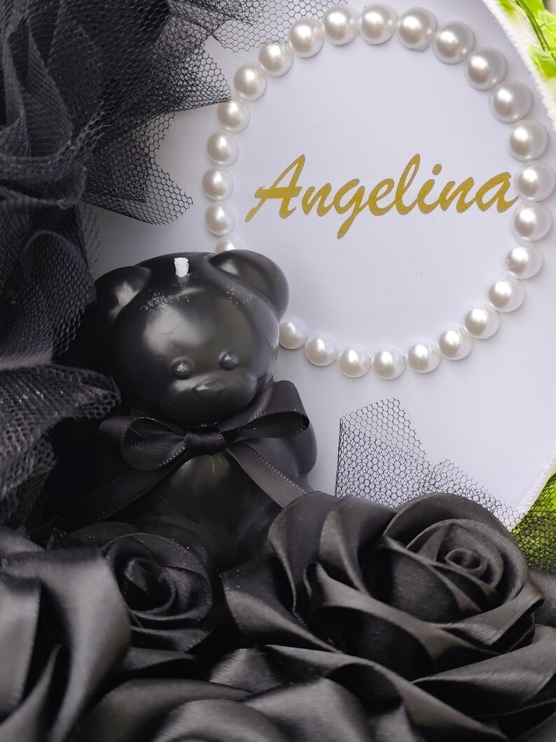 Eternal Personalized Satin Rose Flower Box With Teddy Bear Candle - Etsy