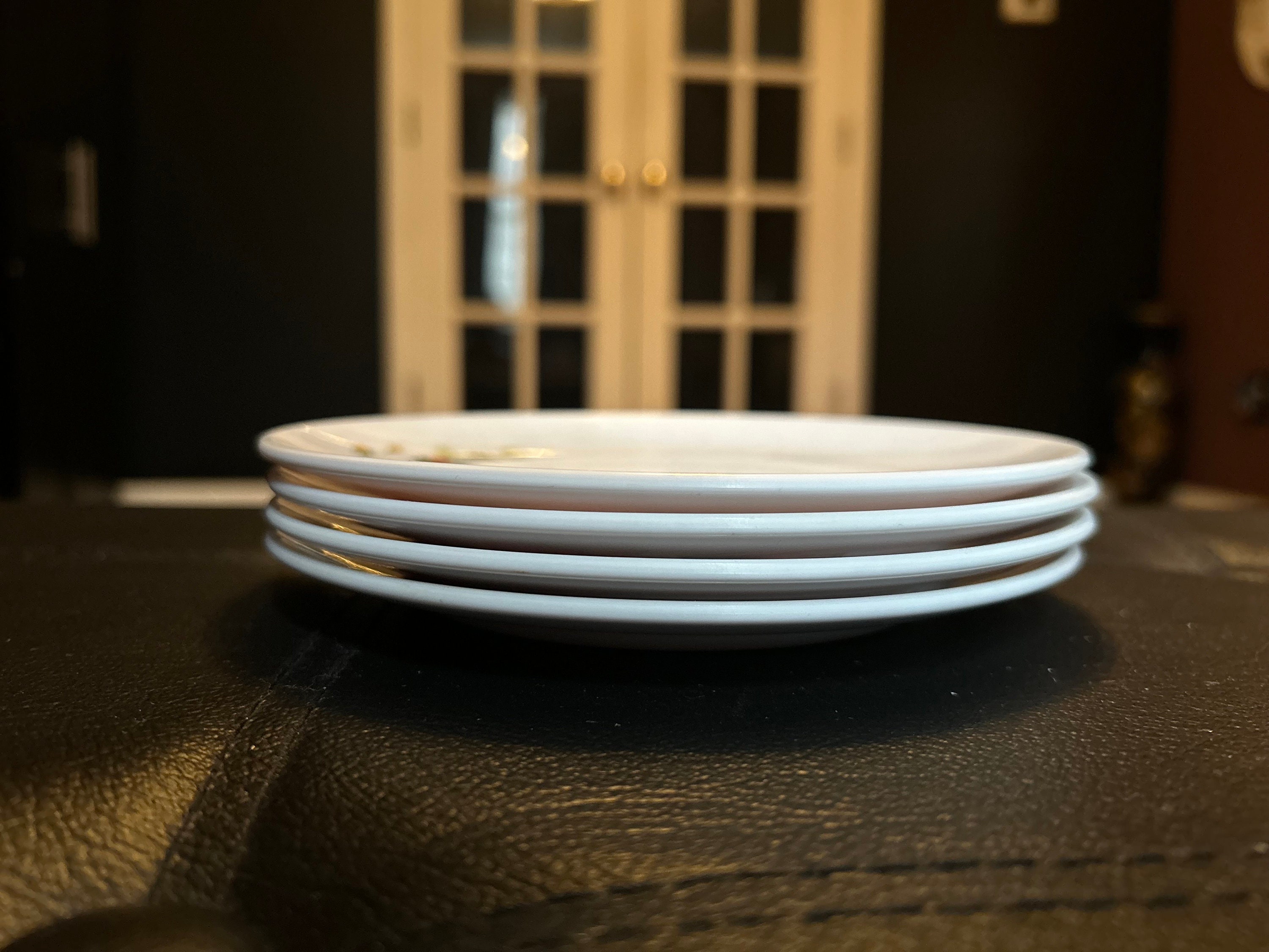 Vintage Set (4) Dorchester Cyanamid Plates Floral Theme Pink Rose ...