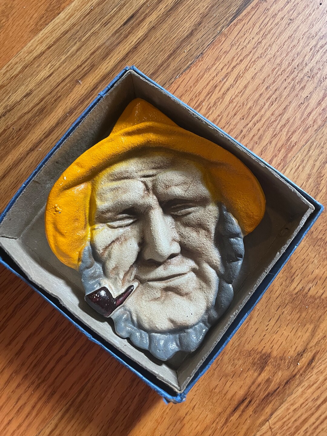Vintage Cast Iron Sailor Man/fisherman/whaler W Pipe Trinket Dish ...