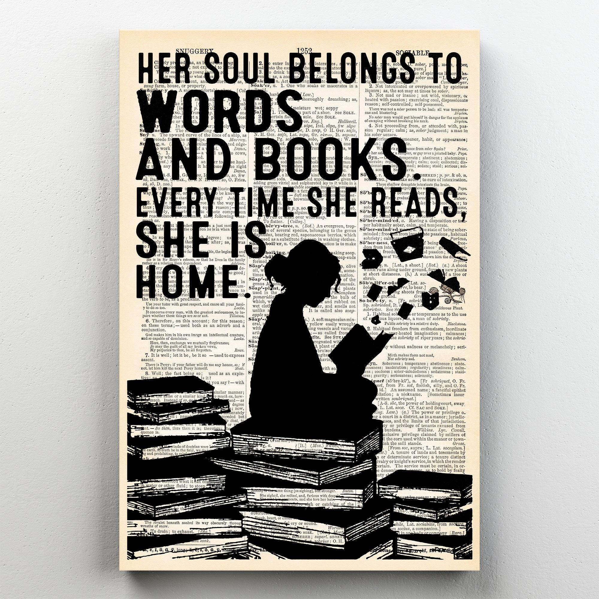 Reading Poster Her Soul Belongs to Words and Books Love - Etsy