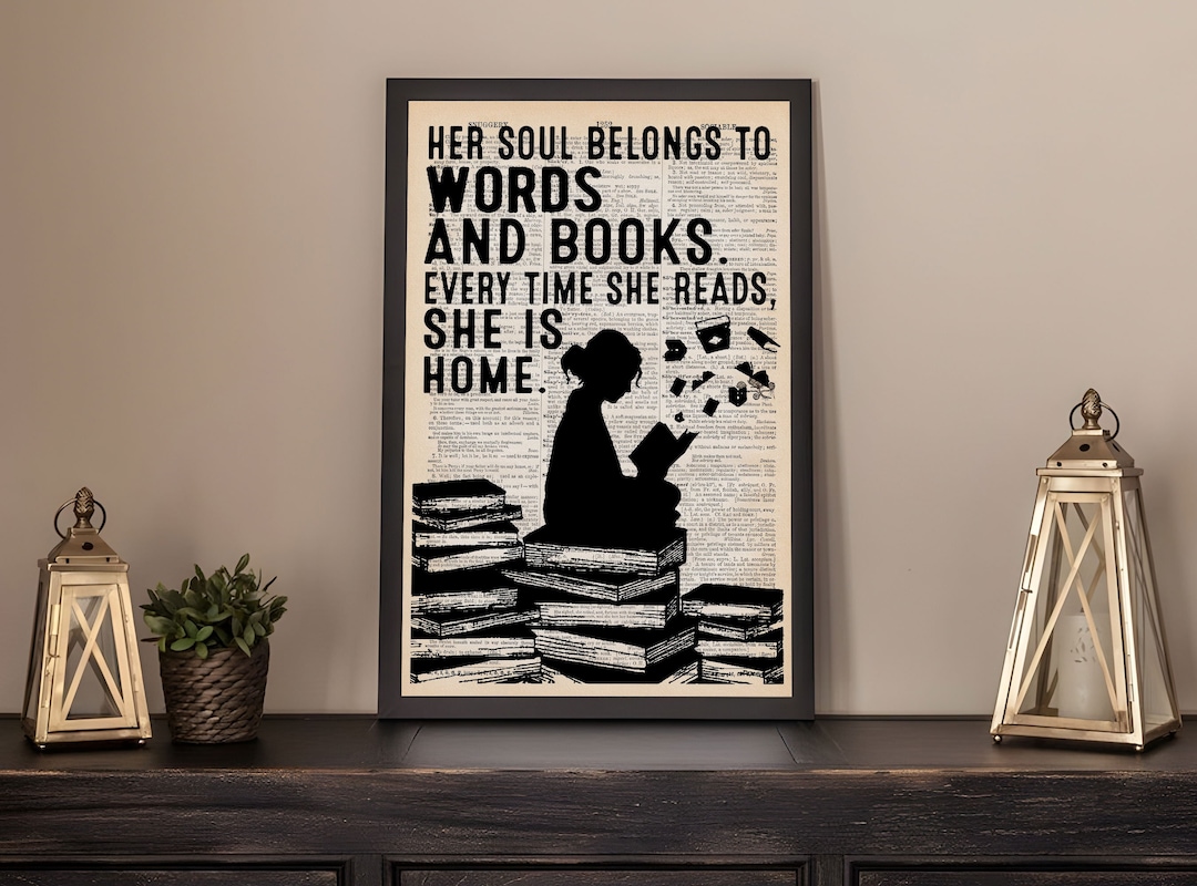 Reading Poster Her Soul Belongs to Words and Books Love - Etsy