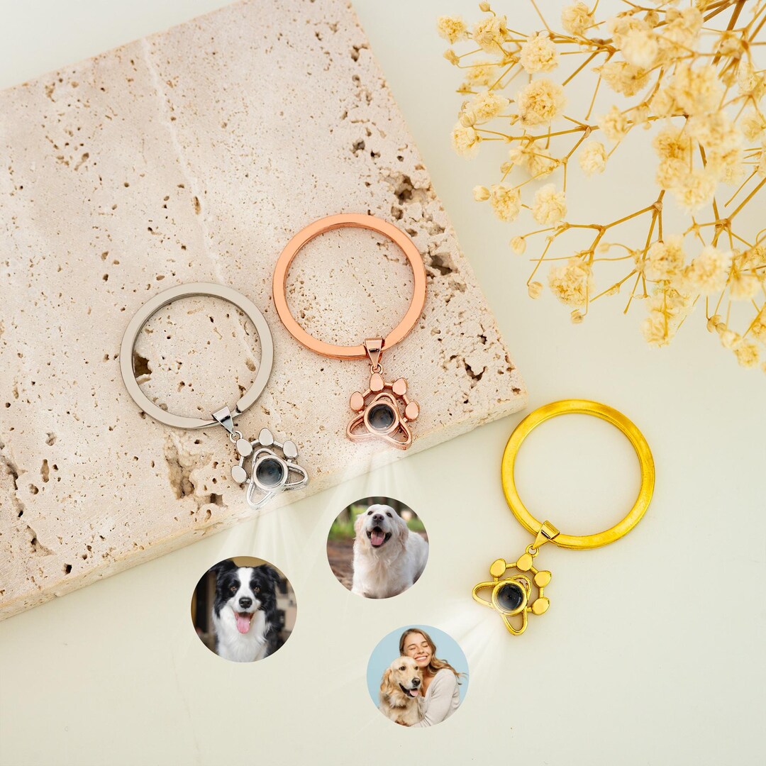 Personalized Pet Projection Photo Keychain, Pet Loss Gift, Custom Photo ...
