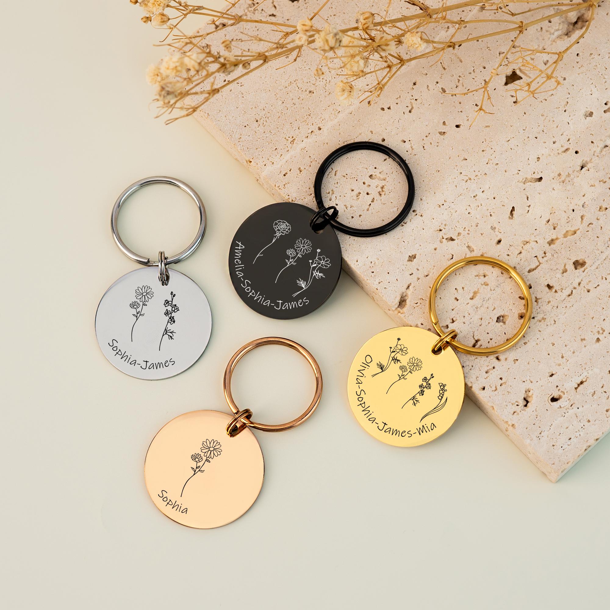 Combined Birth Flower Bouquet Key Chain,mothers Day Keepsake,best ...
