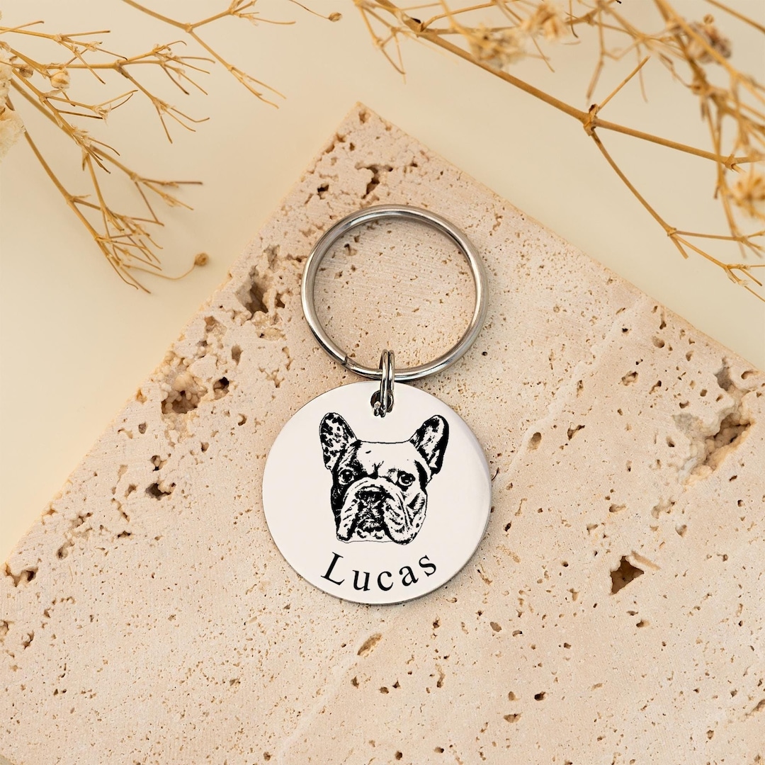 Dog Photo Keyring,custom Engraved Pet Portrait Keychain,personalized ...