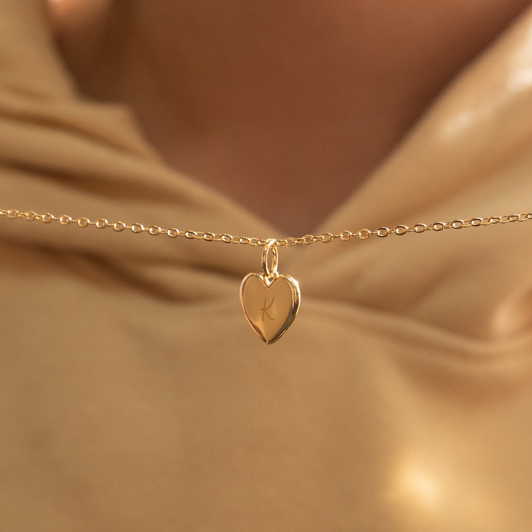 Custom Heart Pendant Necklace,letter Necklace,engraved Heart Pendant ...