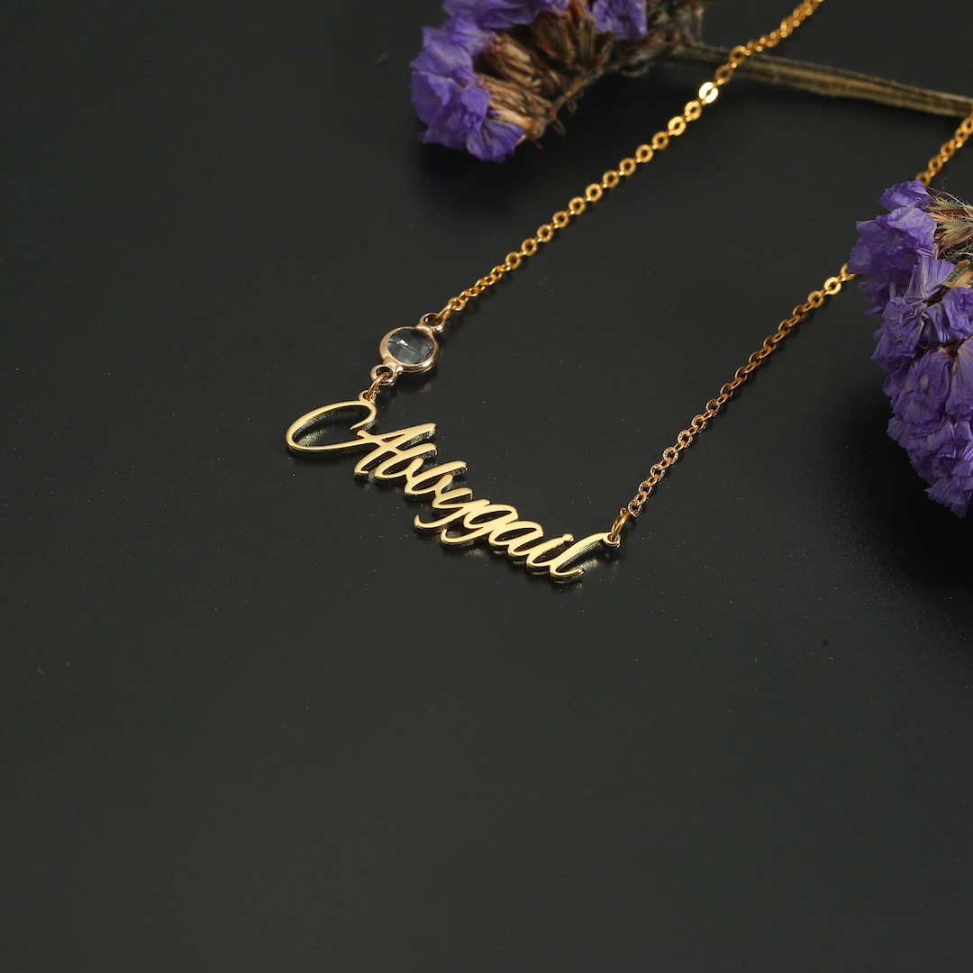 Birthstone Name Necklace,personalized Birthstone Necklace,dainty ...