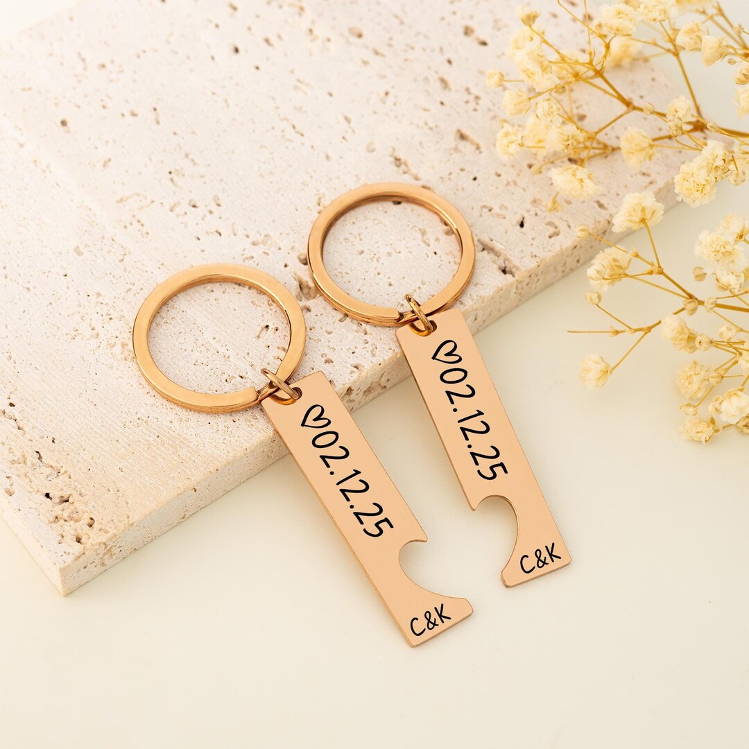 Custom Couple Keychain Personalized Gift for Boyfriend Girlfriend ...