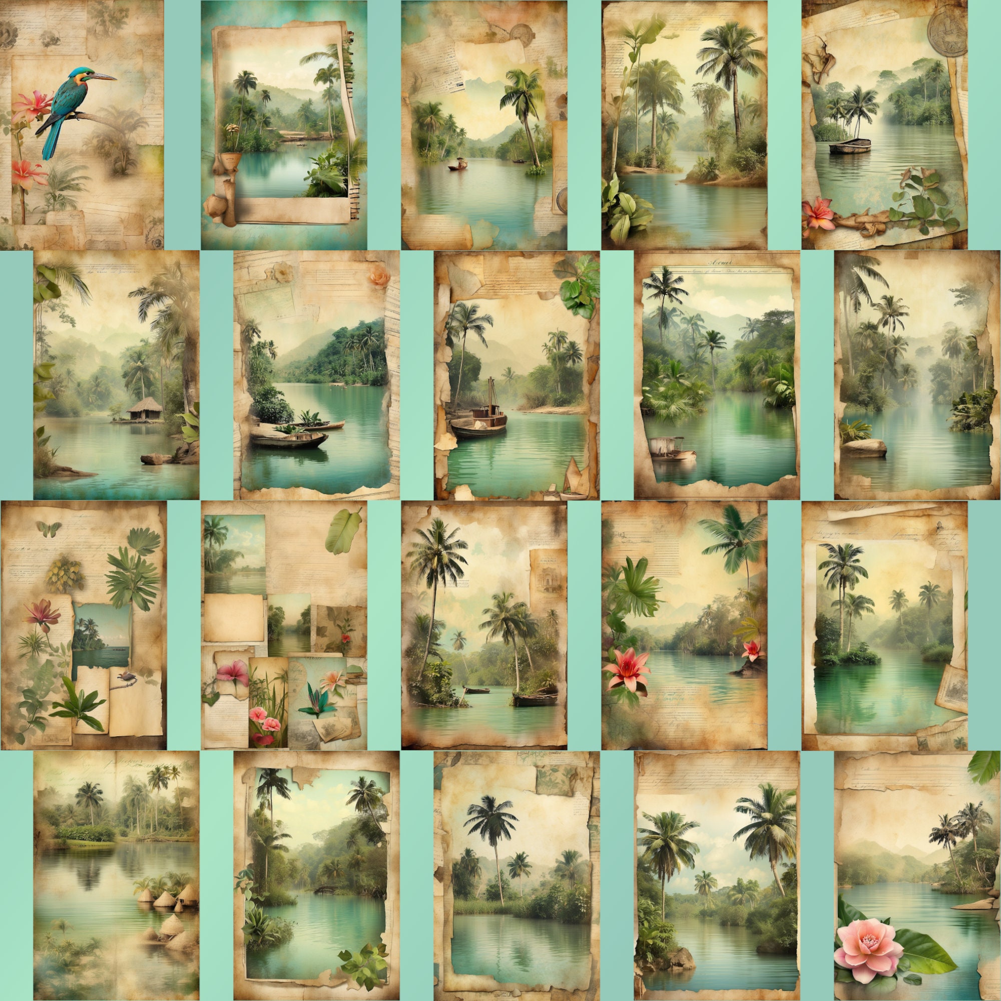 Secrets of the Amazon Rainforest, 40 Pages Junk Journal Inner Pages ...