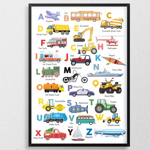 Vehicle Alphabet Transportation Poster Vehicle ABC Print - Etsy