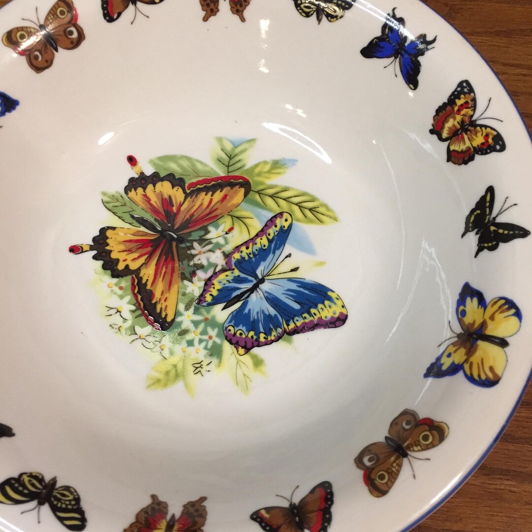 Vintage Butterflies Serving Bowl by Tabletops Unlimited - Etsy