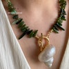 Apatite Gold Toggle Necklace With Seashell Pendant , Seashell Necklace ...