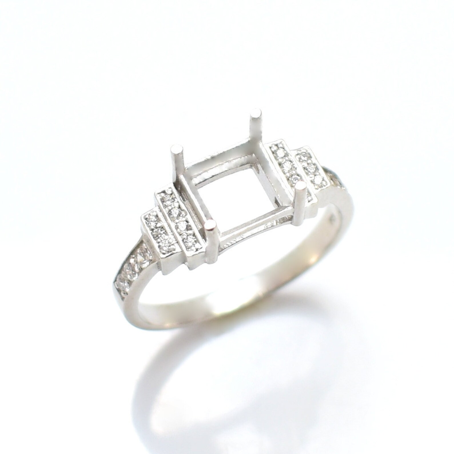 925 Sterling Silver Square Ring Setting Square 7 8 9 Mm - Etsy